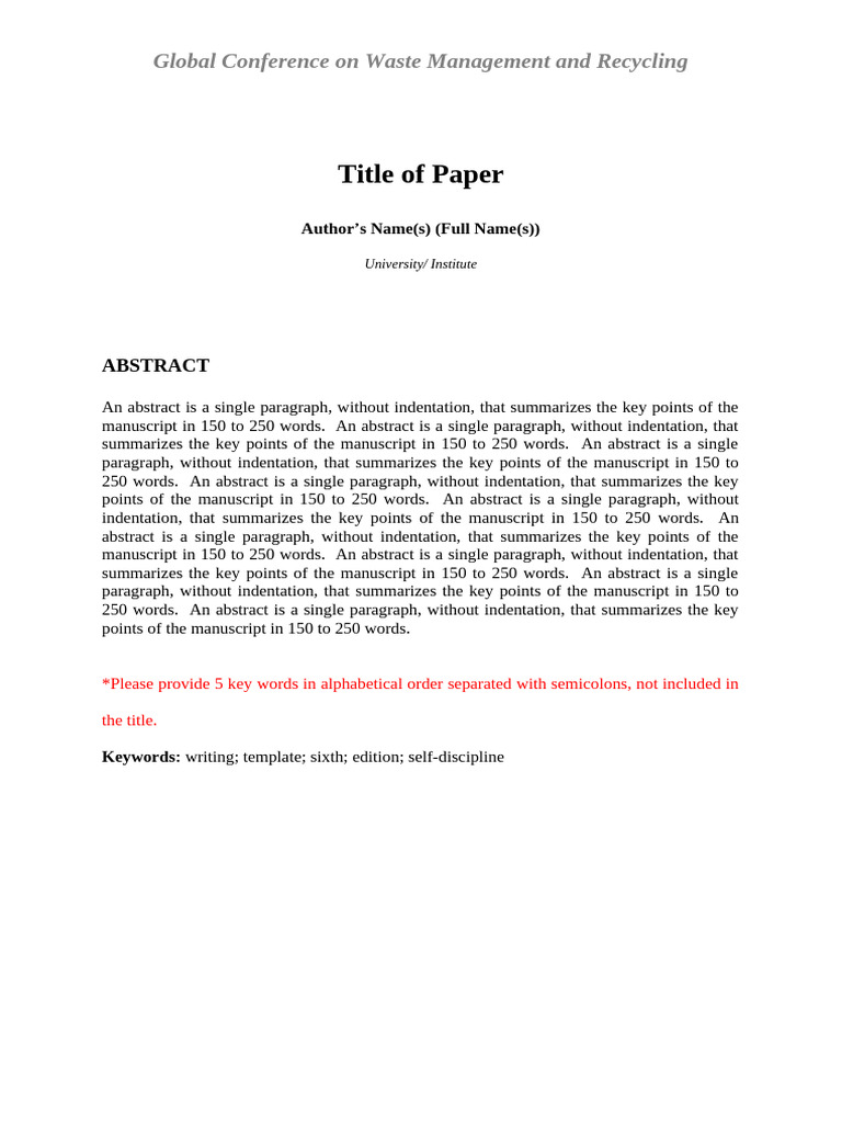 Abstarct Format | PDF