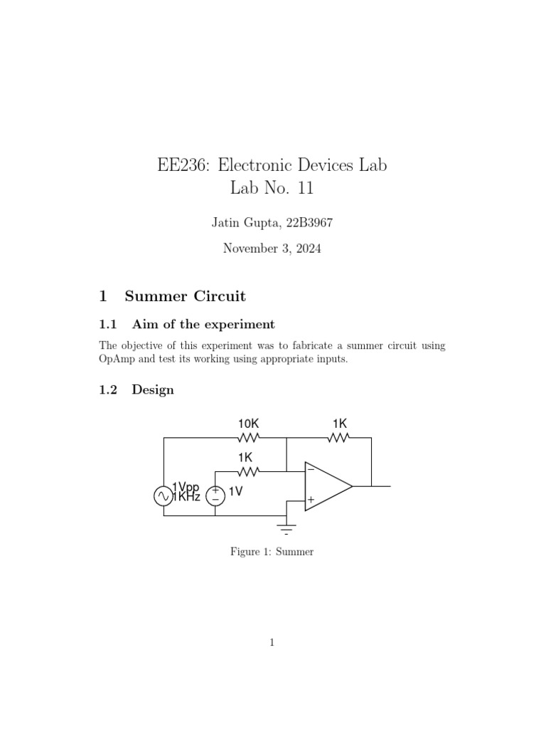 LAb 11 | PDF | Operational Amplifier | Electronic Circuits