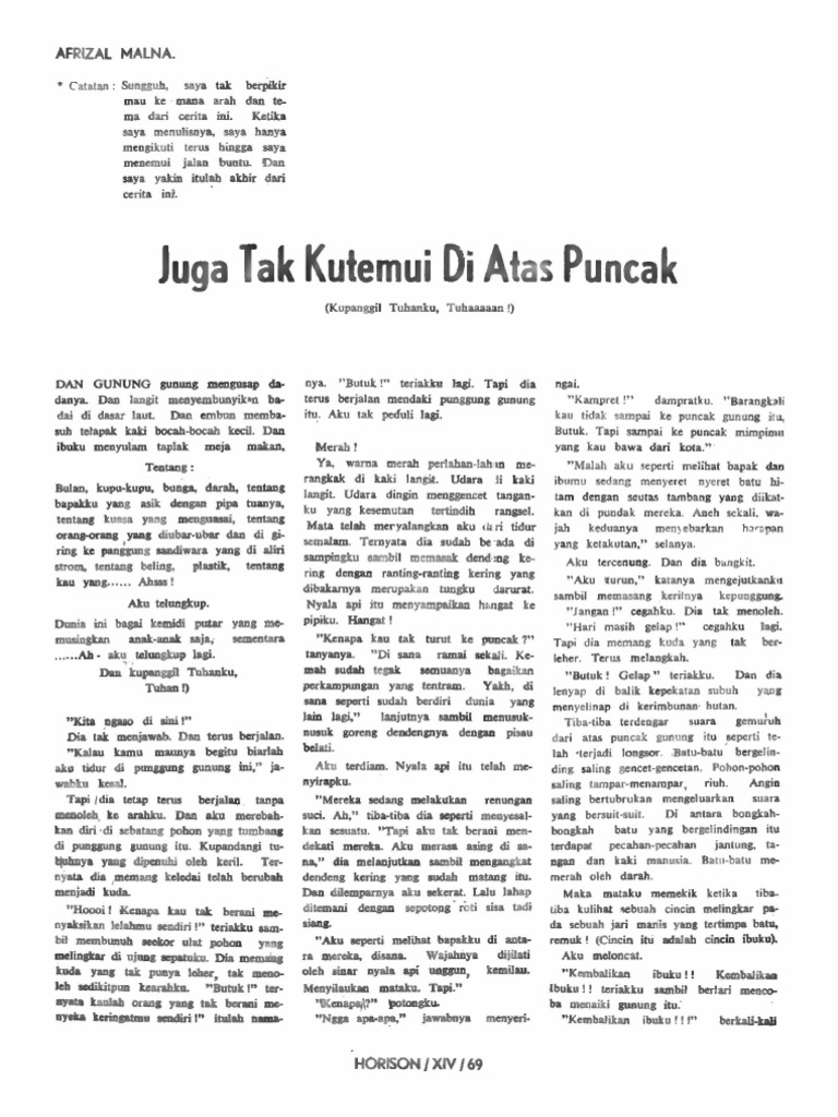 Afrizal Malna - 1979 Tak Kutemu Di Puncak Horison 14-2 | PDF | Puisi