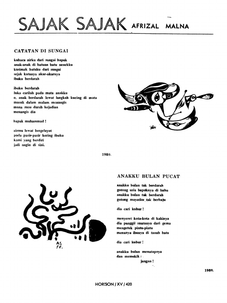 Afrizal Malna - 1980 Catatan Di Sungai Anakku Bulan Pucat Pidato ...