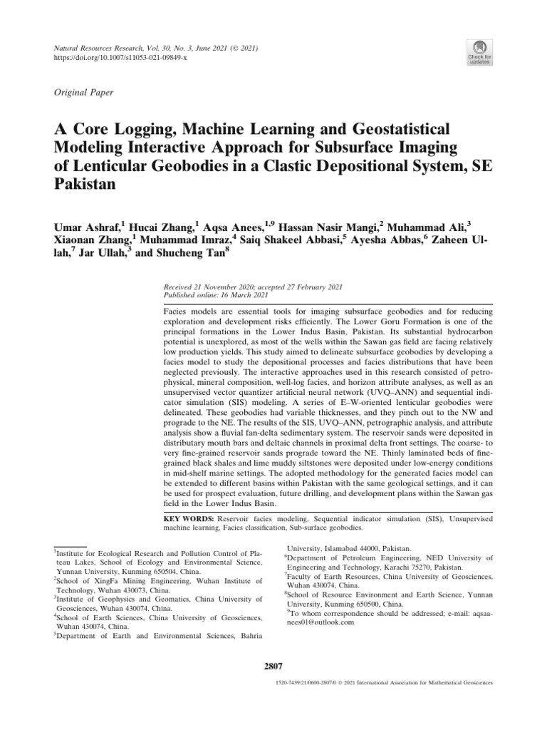 (2021) A Core Logging, Machine Learning and Geostatistical Modeling Interactive Approach For ...