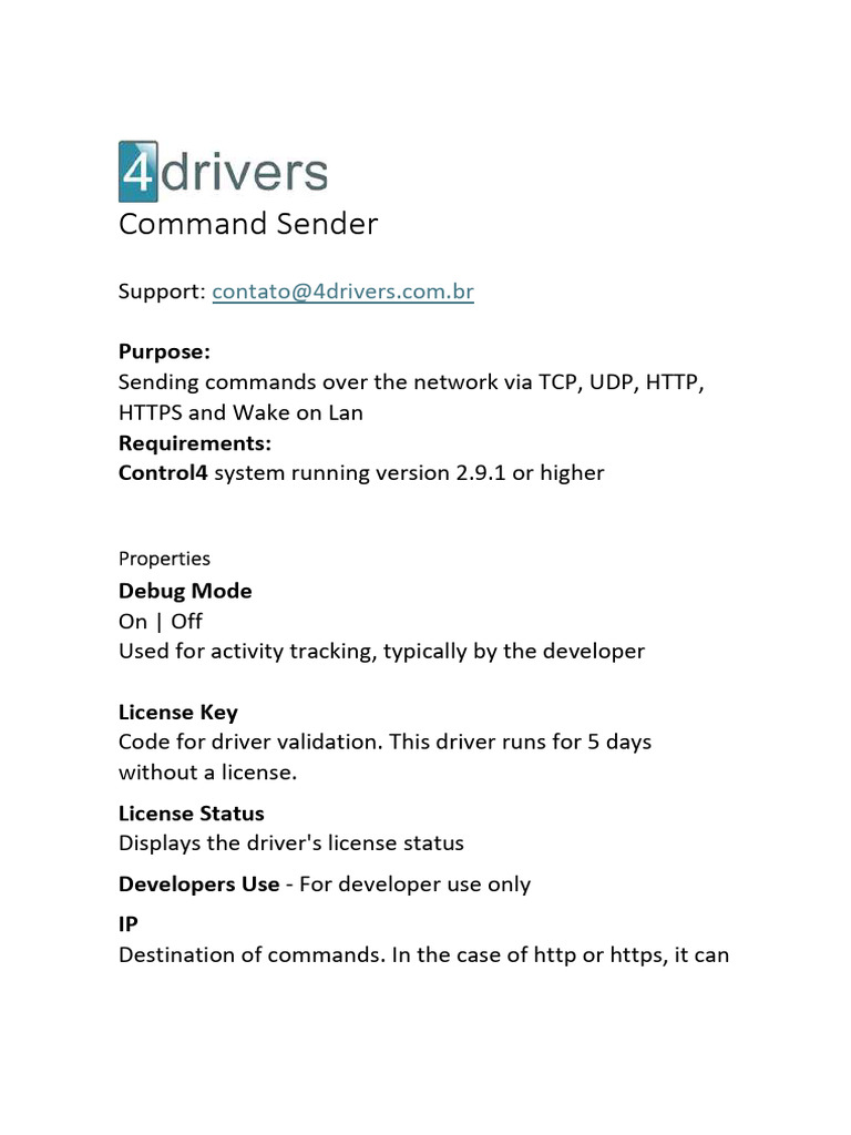 4drivers Network Command Sender | PDF