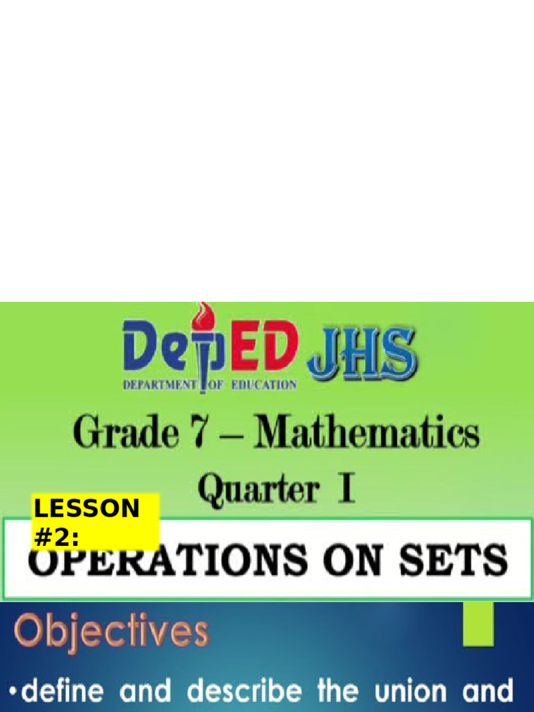 G7 Q1 L2 Operations On Sets | PDF