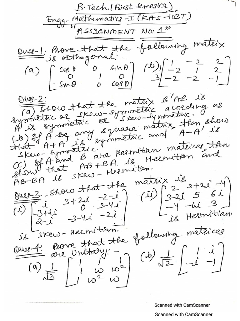 Maths Assignment 1 | PDF