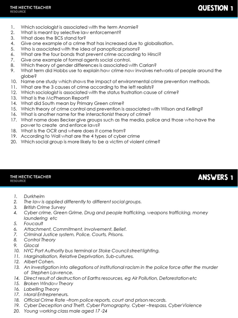 Crime Short Question Flash Cards | PDF | Crimes | Crime & Violence