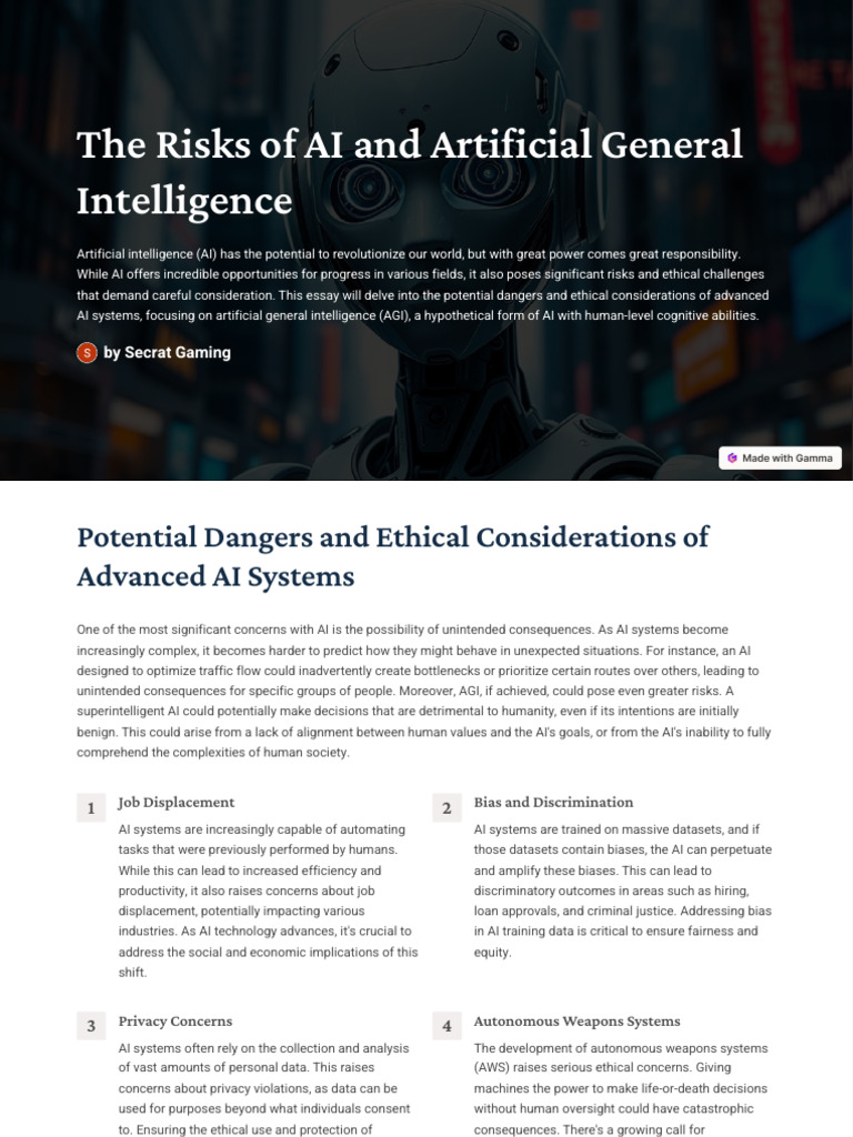 The Risks of AI and Artificial General Intelligence | PDF | Artificial Intelligence ...