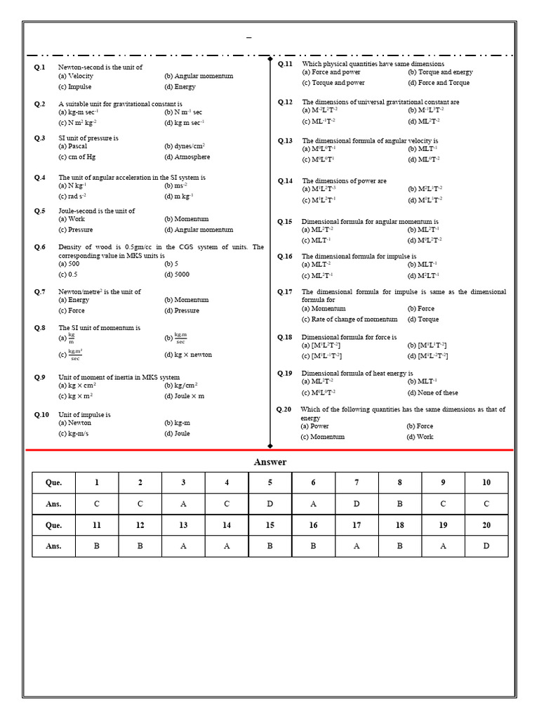 Assignment - 2 Units & Dimensions | PDF | Force | Torque
