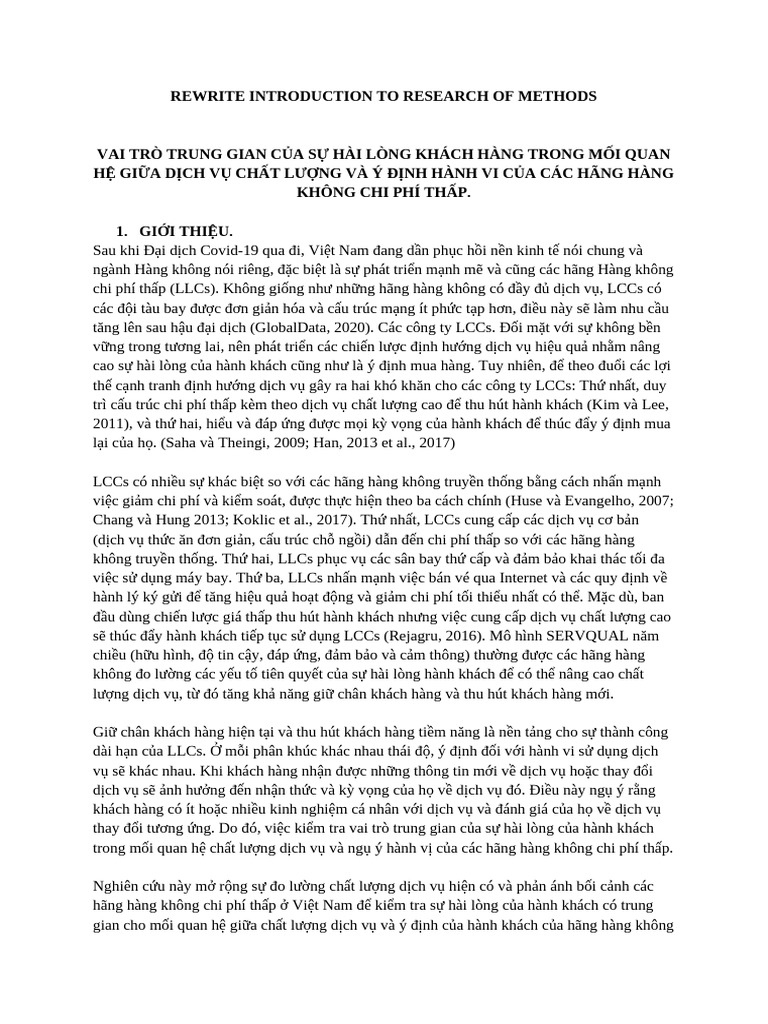 Rewrite Introduction To Research of Methods | PDF