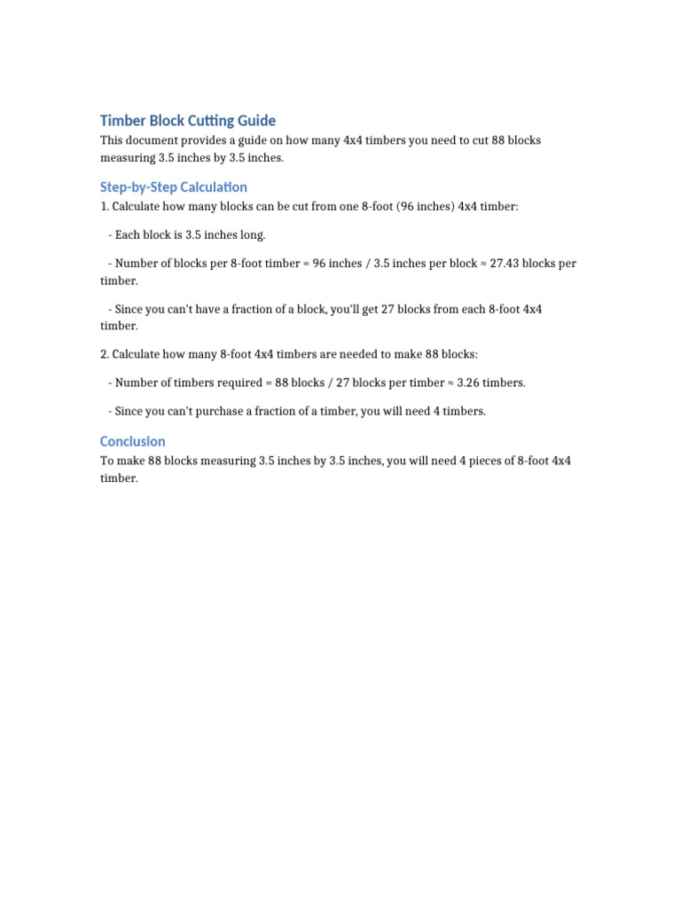 Timber Block Cutting Guide | PDF | Teaching Methods & Materials | Art