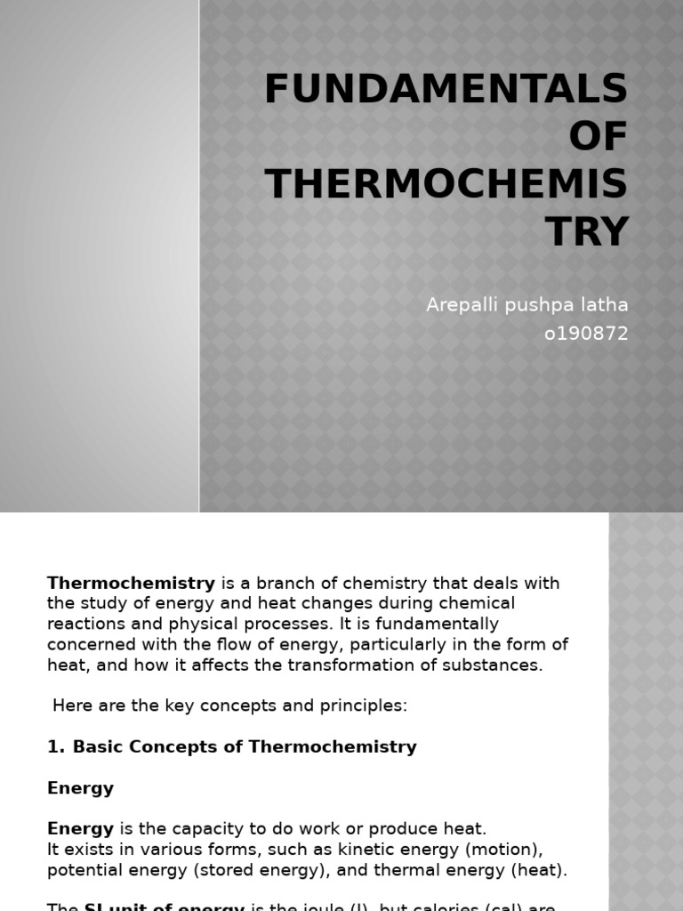 Fundamentals of Thermochemistry | PDF | Enthalpy | Heat