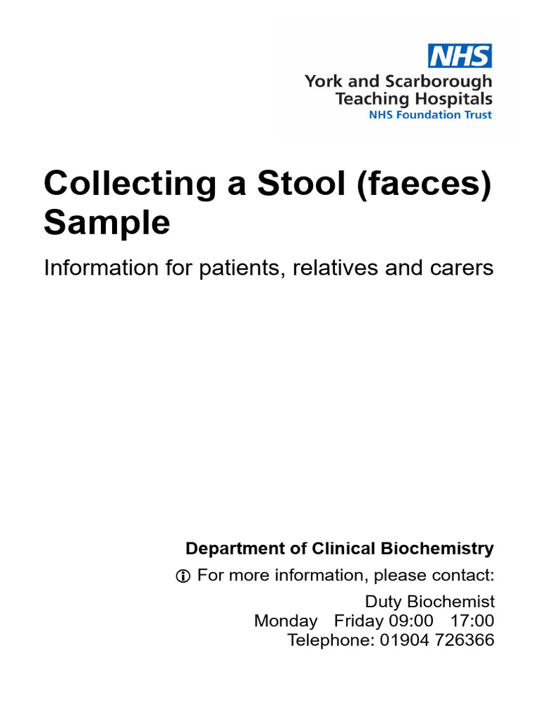 Collecting A Stool (Faeces) Sample | PDF | Human Feces | Toilet