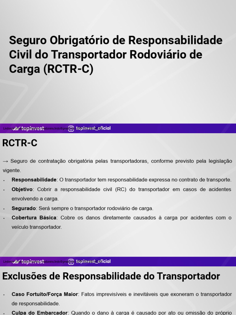A1936 - Seguro Obrigatório de Responsabilidade Civil Transportador ...