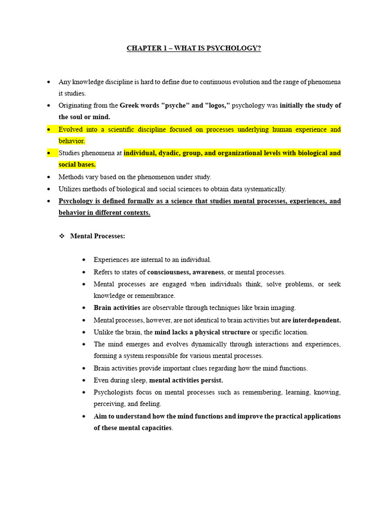 Chapter 1 - What Is Psychology | PDF | Psychology | Mind
