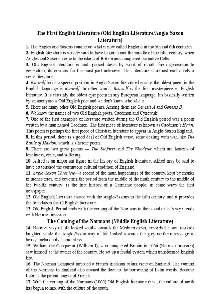 The First English Literature | PDF | Geoffrey Chaucer | The Canterbury ...