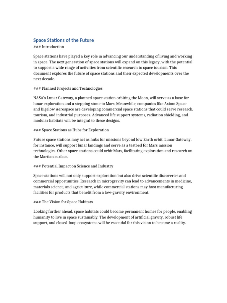 Space Stations of The Future Extended | PDF | Social Science | Science ...
