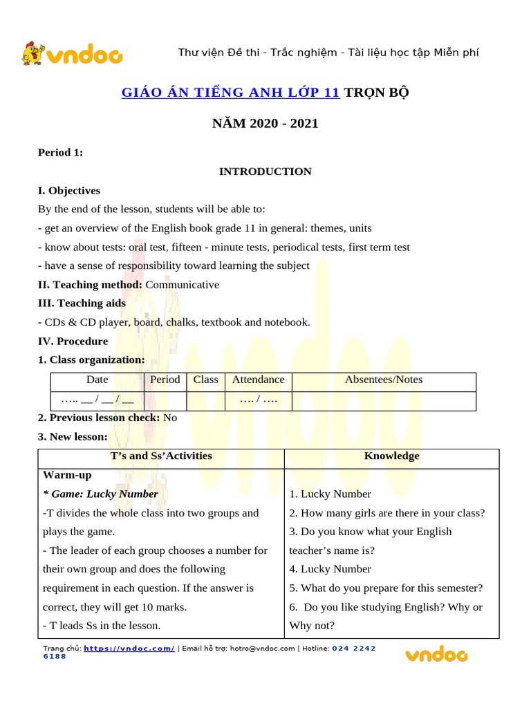 Giao An Tieng Anh Lop 11 Moi Thi Diem Tron Bo | PDF | Stress ...