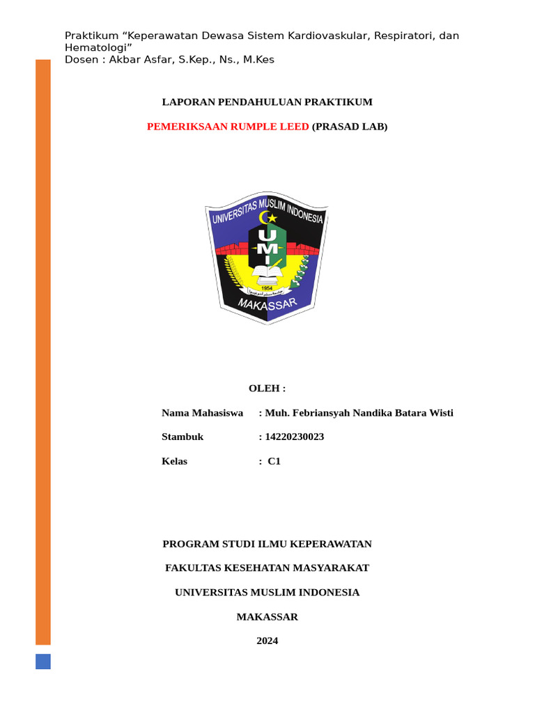 LP Pemeriksaan Rumple Leed - Keperawatan Dewasa | PDF