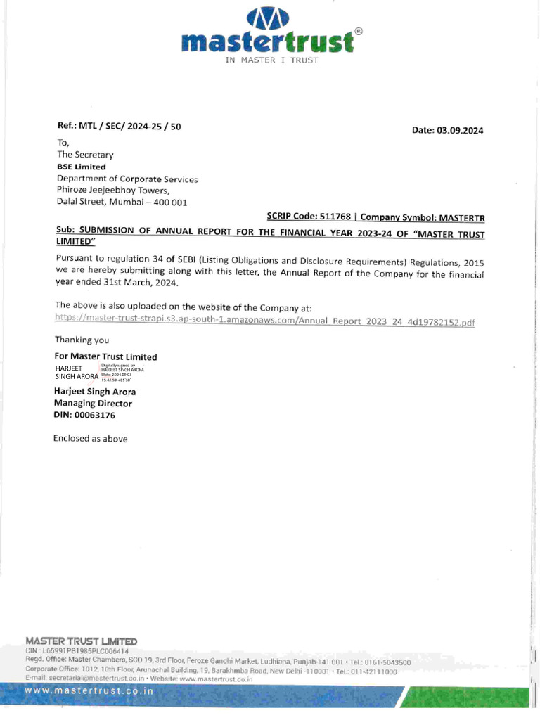 Master Trust 2023-24 Annual Report | PDF | Investing | Option (Finance)