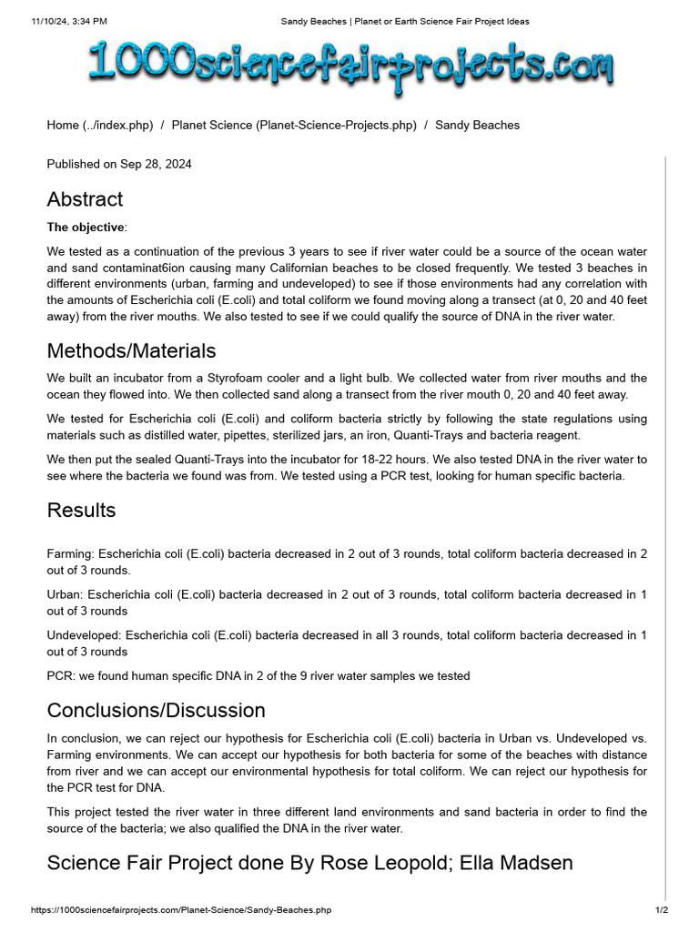 Sandy Beaches - Planet or Earth Science Fair Project Ideas | PDF ...