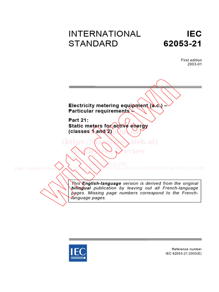 Internationl Standart - 62053-21 | PDF | International Electrotechnical ...