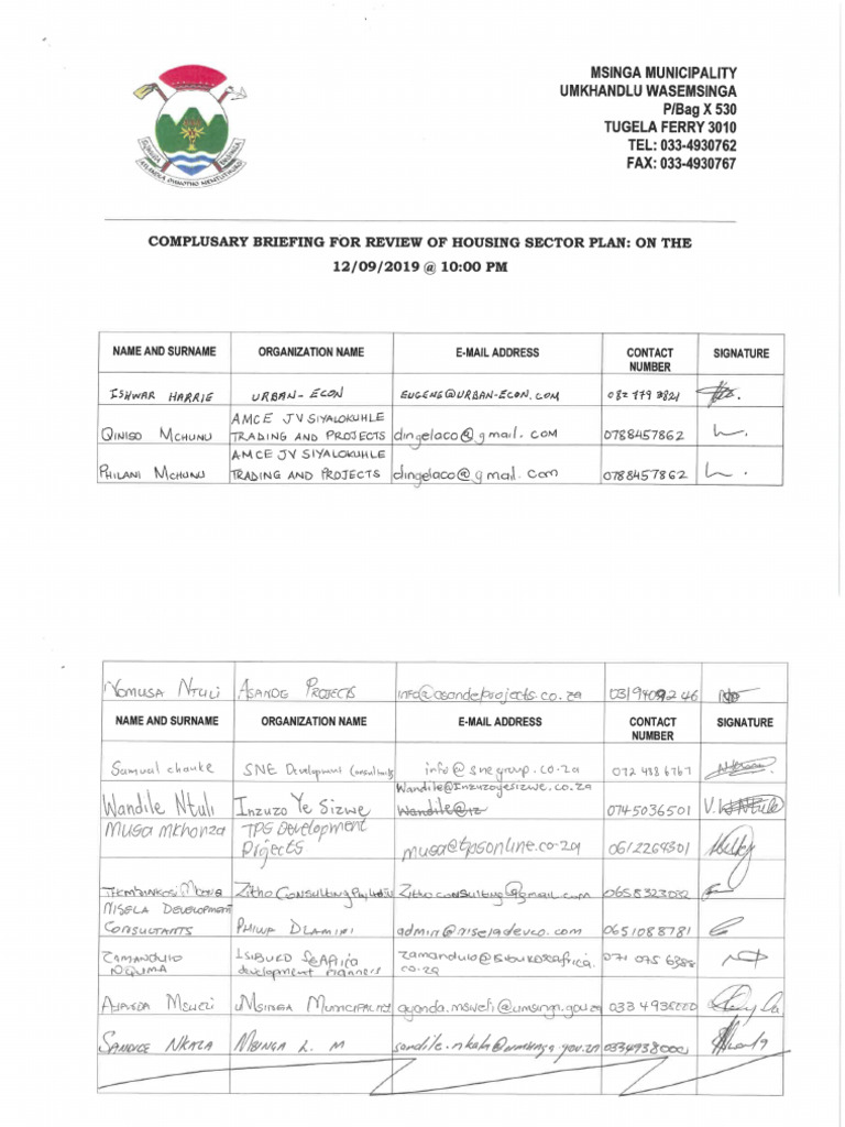 Briefing Register For Housing Sector Plan | PDF