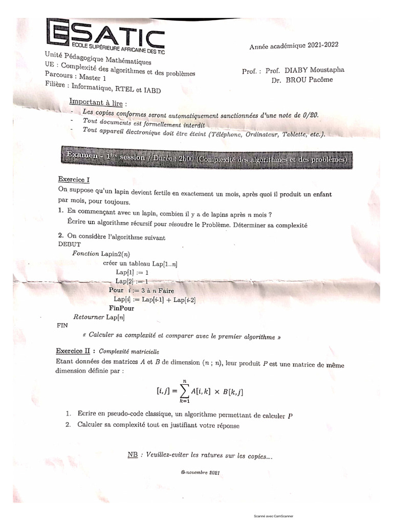 Sujet Complexite | PDF
