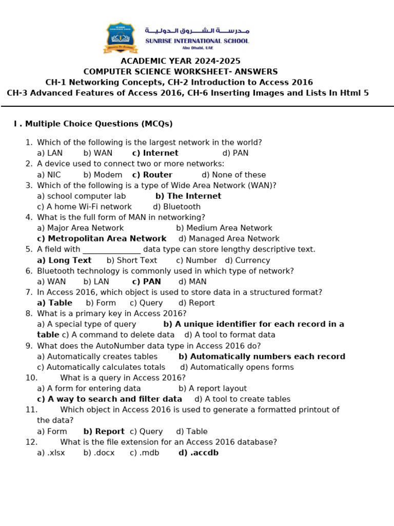 Grade 8 Term 1 Answer Key | PDF | Computer Network | Table (Database)
