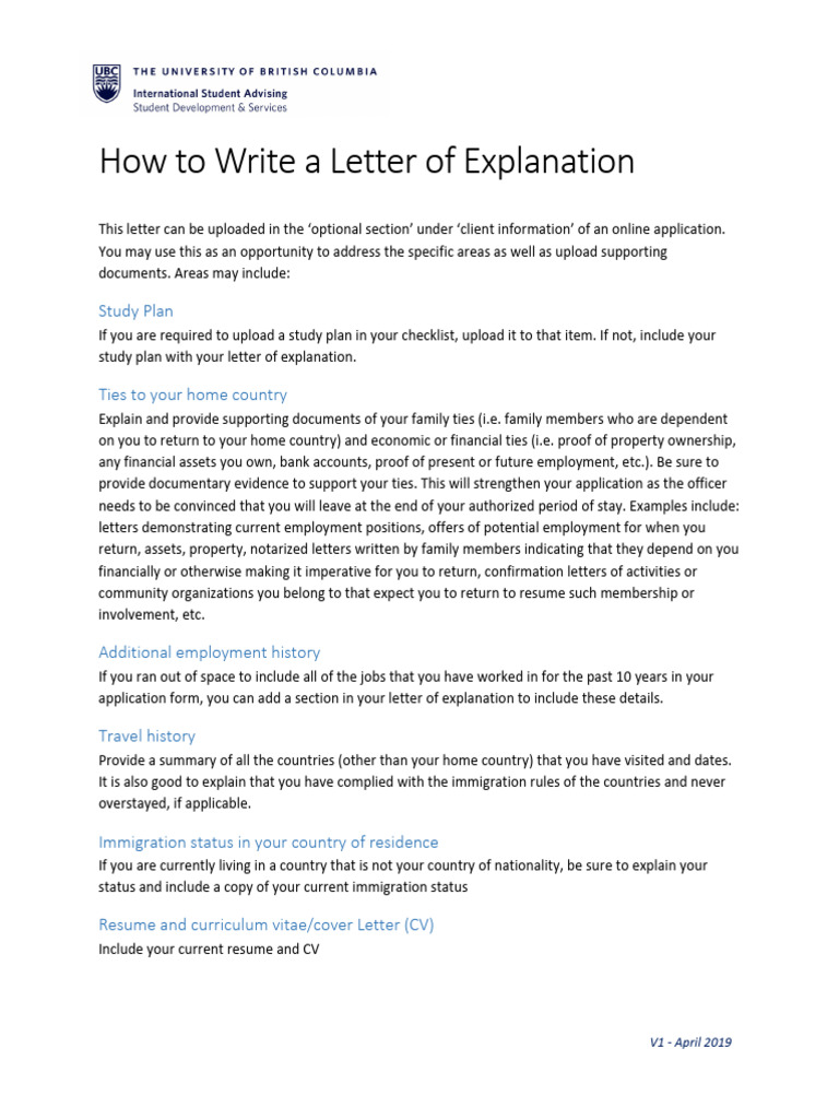 How To Write A Letter of Explanation (V1 - April 2018) | PDF | Résumé