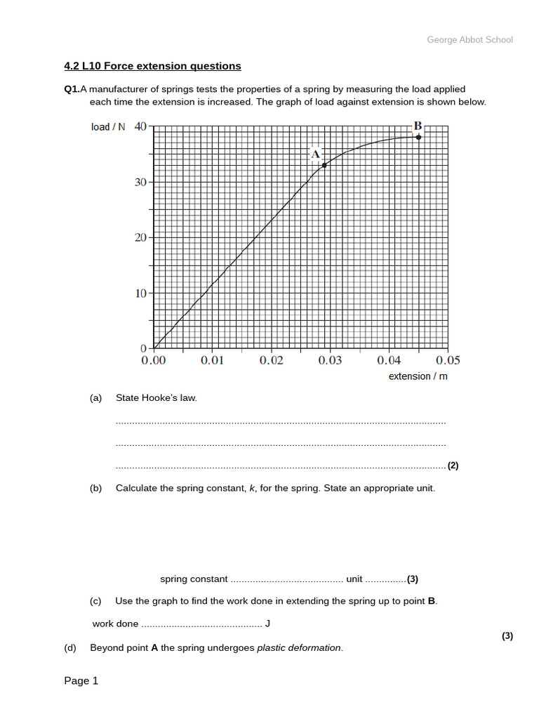 Hooke's Law and Young Modulus Questions | PDF | Deformation ...