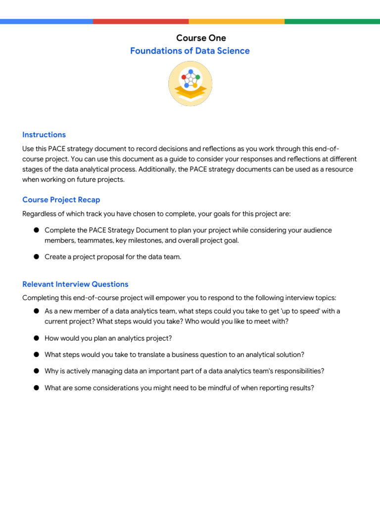 Activity Template - Course 1 PACE Strategy Document 1 | PDF | Data ...