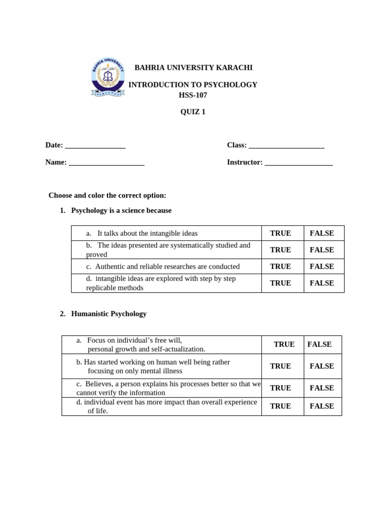 Quiz 1 A 09102024 122600pm | PDF | Psychology | Sigmund Freud