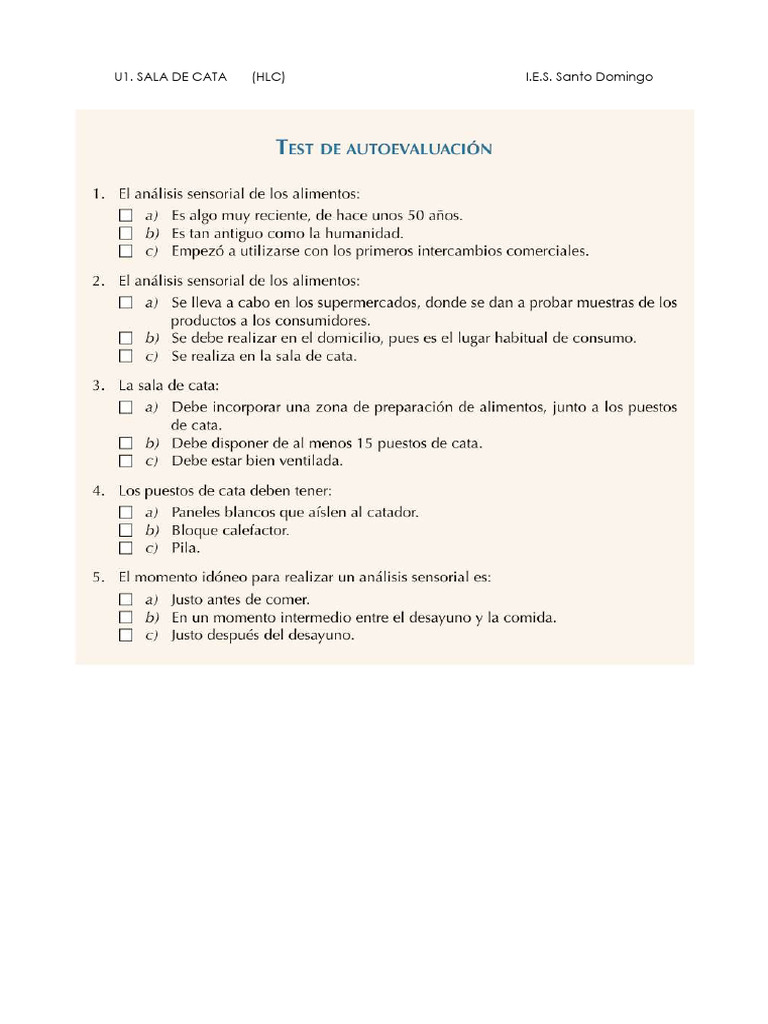 Test Sala de Cata | PDF