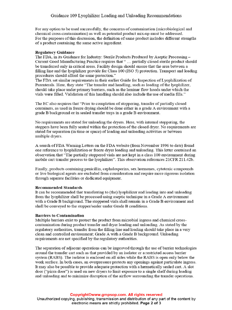 Lyophilization Loading Guidelines | PDF