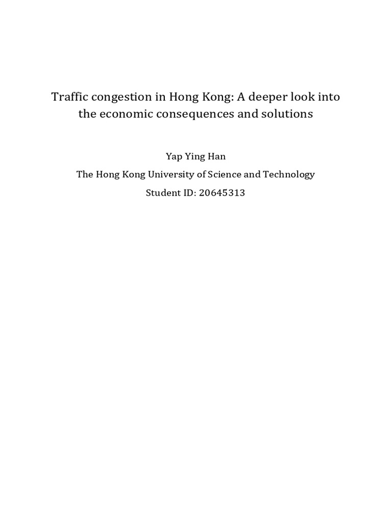 Hong Kong Traffic Congestion Solutions | PDF | Traffic Congestion | Transport