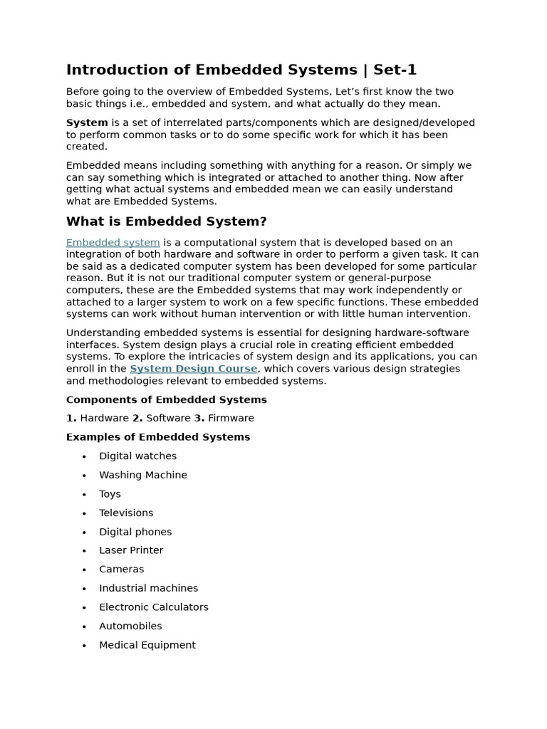 Understanding Embedded Systems Basics | PDF | Central Processing Unit ...