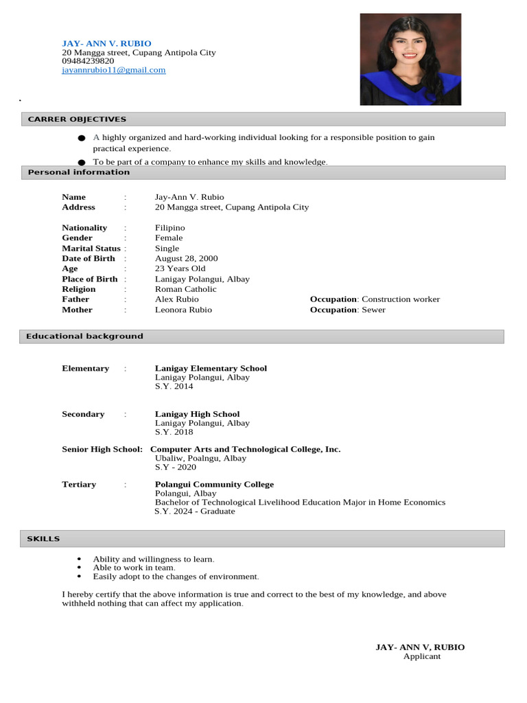 CV (Jay-Ann Updated) | PDF