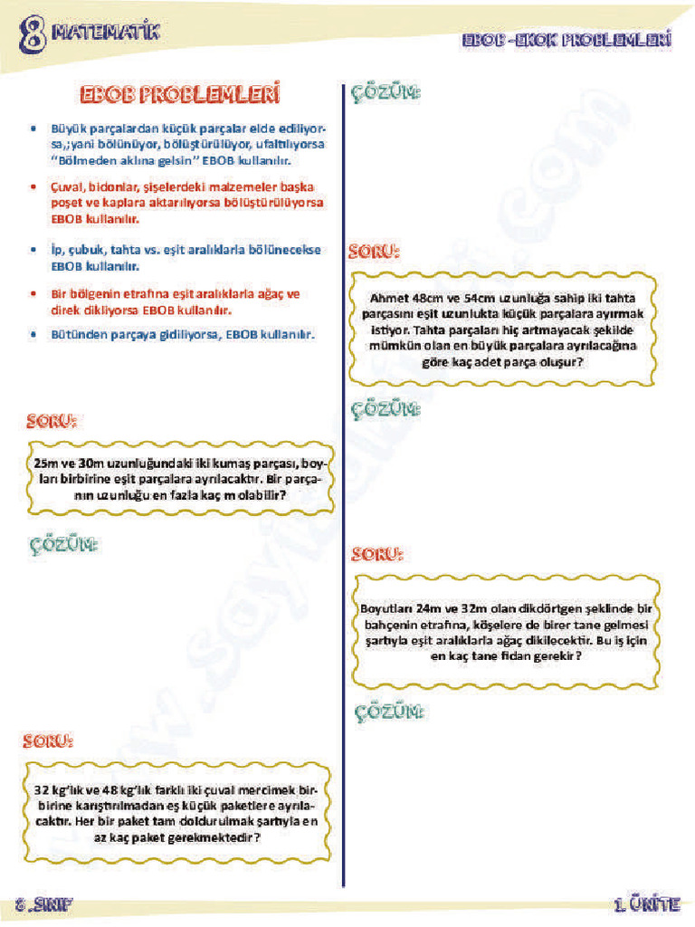 Ebob Ekok Problemleri Ders Notu | PDF