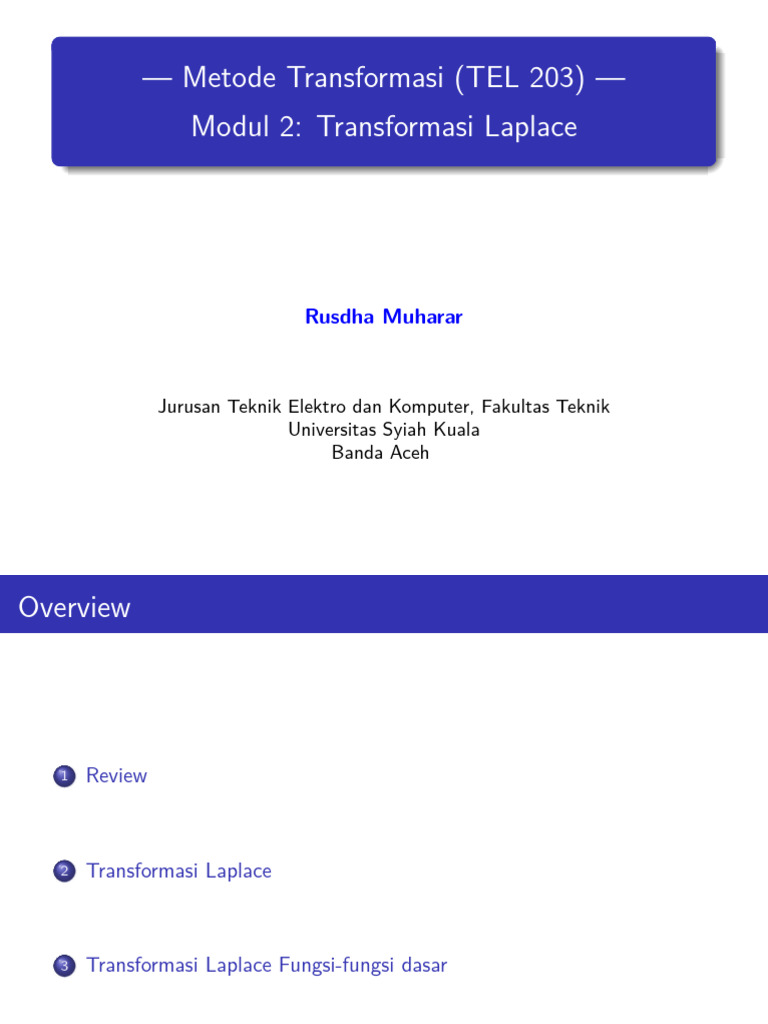 Modul 2 - Transformasi Laplace | PDF