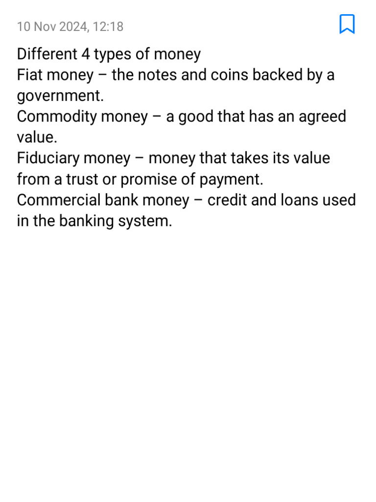 Types of Money | PDF | Business | Finance & Money Management
