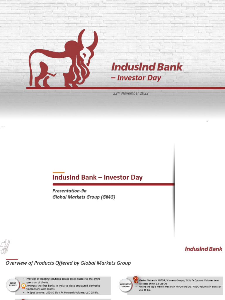 Products Group IndusInd Bank Investor Day 20221122 | PDF | Derivative ...