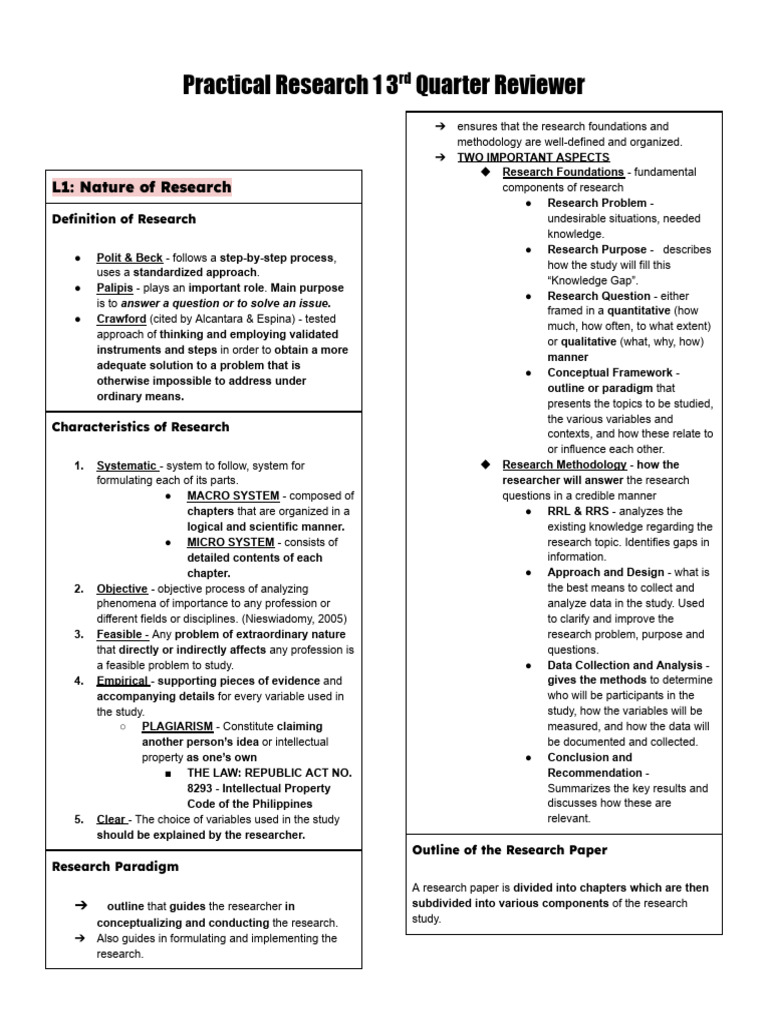 PR 1 3RD QUARTER REVIEWERc | PDF | Theory | Methodology