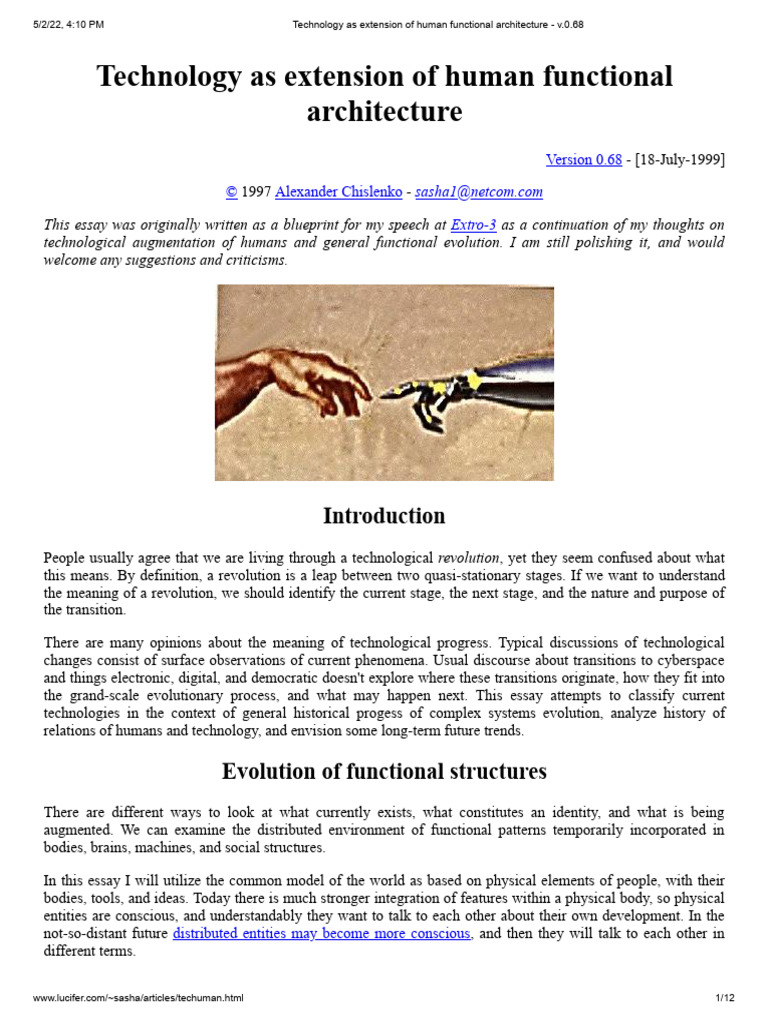 Technology As Extension of Human Functional Architecture - v.0.68 | PDF ...