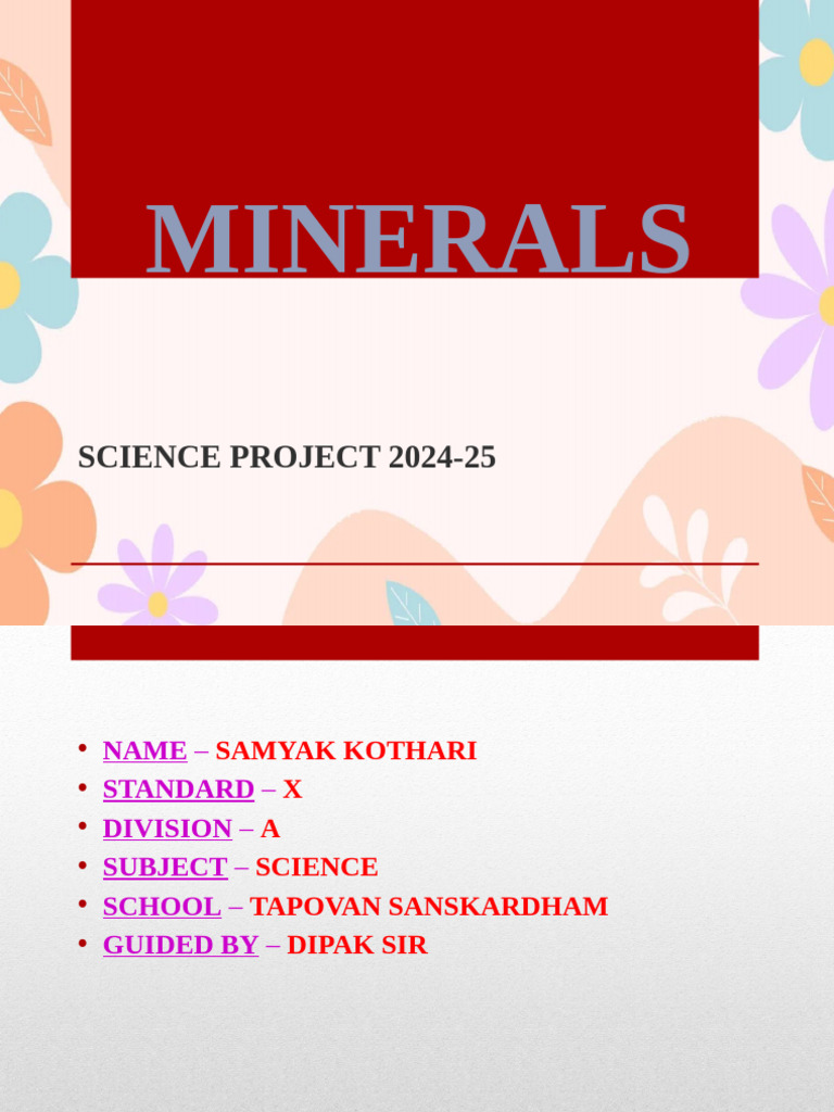 Minerals: Science Project 2024-25 | PDF | Minerals | Iron Ore