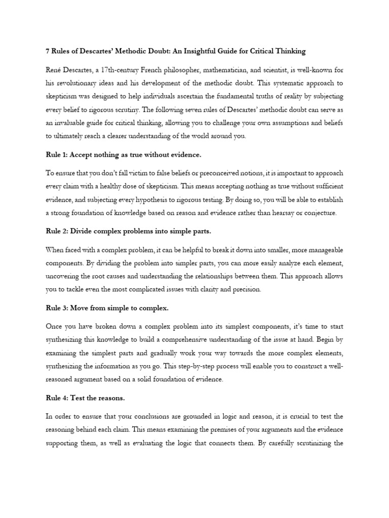 7 Rules of Descartes | PDF | Reason | Evidence