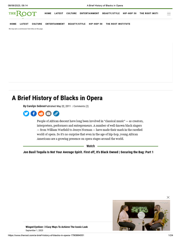 A Brief History of Blacks in Opera | PDF | Metropolitan Opera | Opera