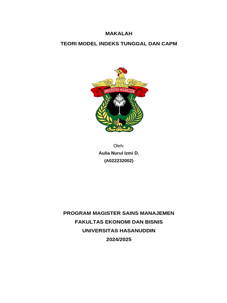 Model Indeks Tunggal & CAPM: Analisis dan Aplikasi | PDF | Pengelolaan ...