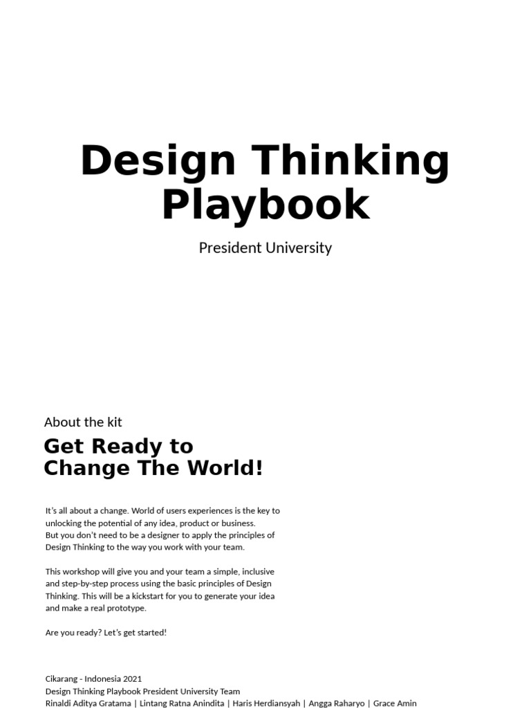 Design Thinking Playbook - President University | PDF | Prototype ...