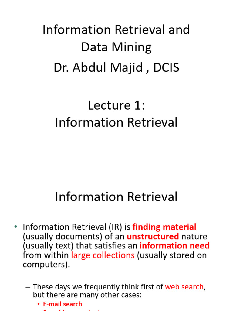 Lecture1-Intro - Realted To Ch1 | PDF | Information Retrieval | Computing