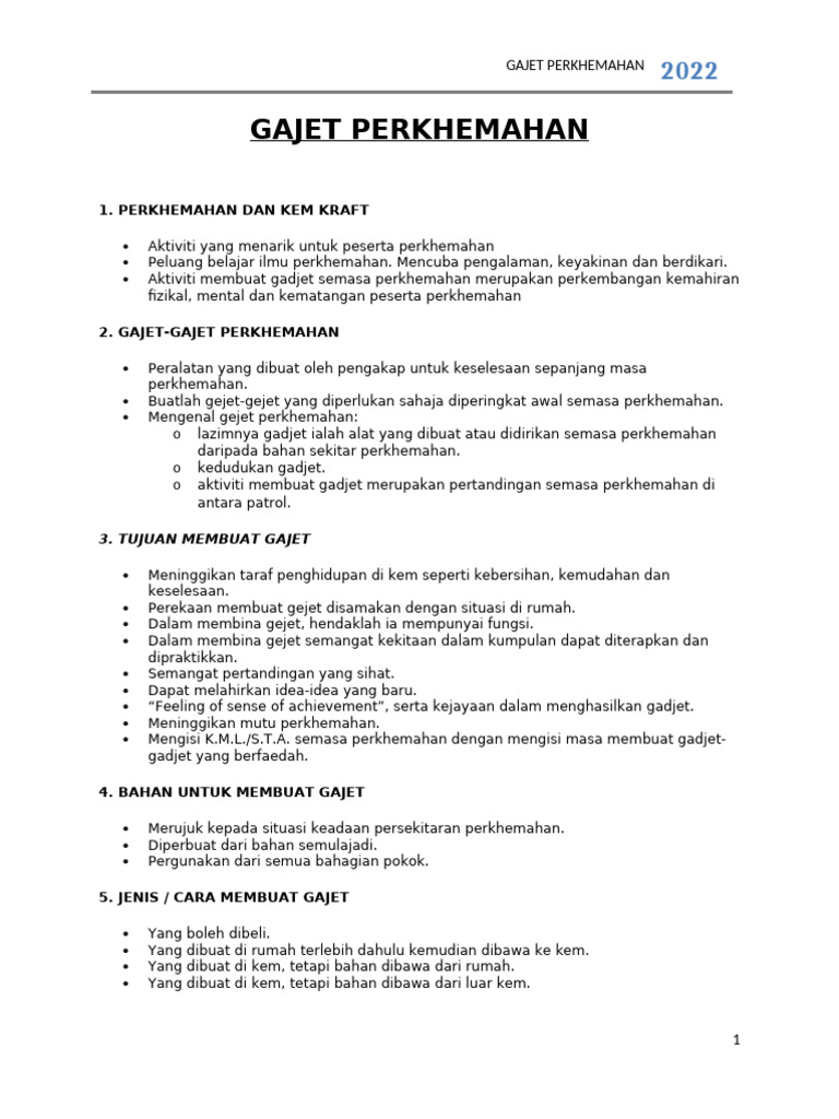 Nota Gejet Perkhemahan | PDF
