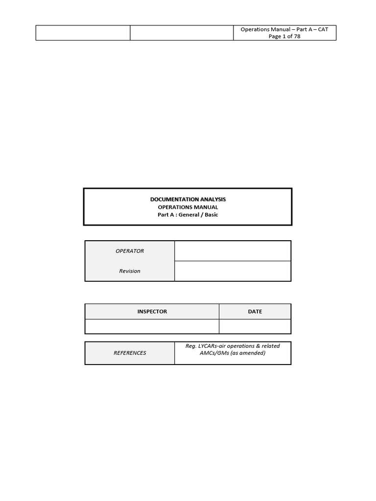 OM Part A Checklist - Rev2 (A) | PDF